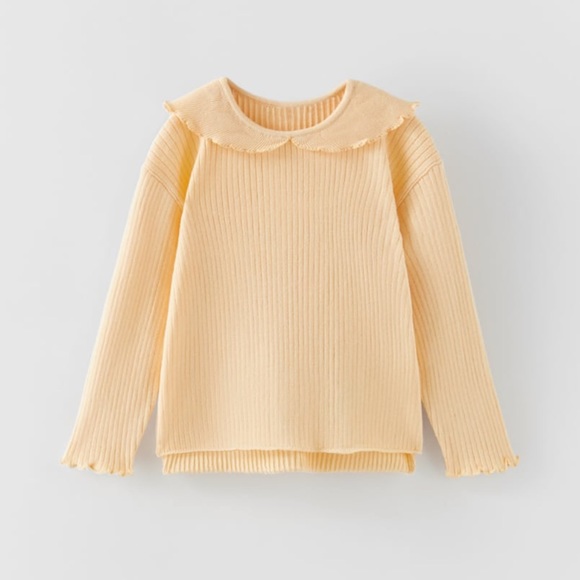 Zara | Shirts & Tops | Zara Ruffled Ribbed Shirt | Poshmark